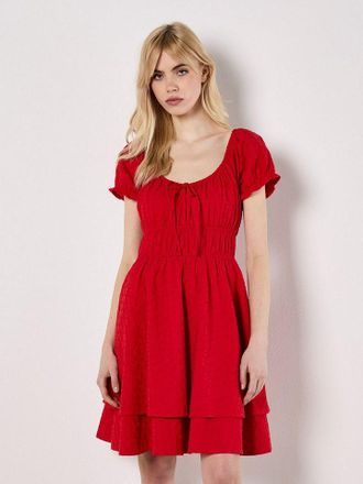 Apricot Minikleid Sommerkleid mit &Ouml;senstickerei
