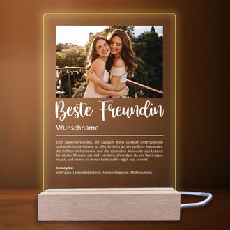 Indigos UG LED Lampe personalisiert - Beste Freundin Definition - Bild mit Wunschtext - Wunschname - personalisiertes Nachtlicht - Geschenk, Geburtstag, Weihnach
