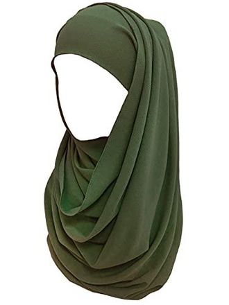 Lina & Lily Écharpe Hijab pour Femme Musulmane, Foulard Tissu Opaque et Léger en Crêpe Bubble (Vert Camouflage)