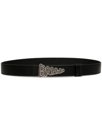 Bally ceinture en cuir &agrave; plaque logo - Noir