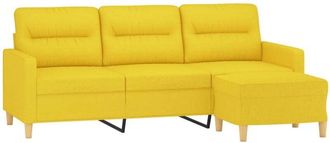 vidaXL 3-Sitzer-Sofa mit Hocker Hellgelb 180 cm Stoff Vidaxl