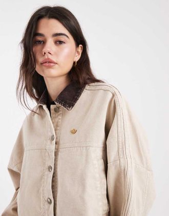 adidas Originals Veste de surv&ecirc;tement en toile - Kaki taupe-Neutre