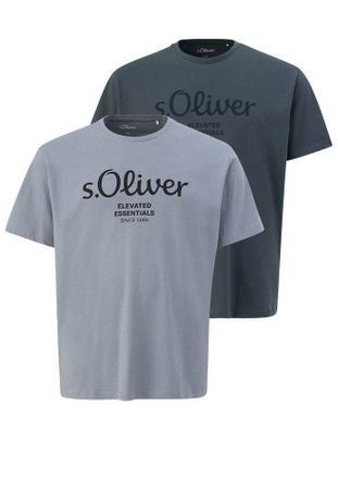 s.Oliver T-Shirt Big Size (2-tlg) Rundhals, kurzarm, Logo-Aufdruck