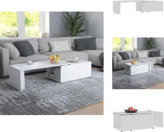 vidaXL Table basse Blanc 150x50x35 cm Bois ding&eacute;nierie - Table Basse Blanche - Meuble Salle S&eacute;jour - Mobilier Contemporain - Table Dappoint - Table Ronde
