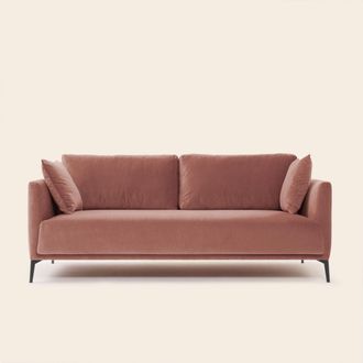 Madura Canapé 3 Places Odelle Velours pêche rosé