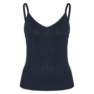Fracomina Knit Tank Top mit Strasssteinen - - Tops - Damen - Blau - XL