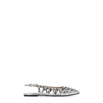 Ash Ash, Femme, Chaussures, Gris, Taille: 39 EU Chaussures plates en cuir argent&eacute; clout&eacute;