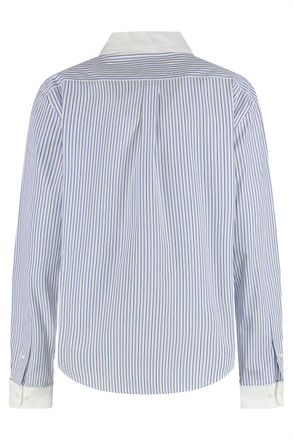 Miu Miu Womens Light Blue Striped Cotton Shirt