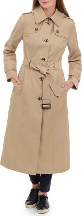London Fog Einreihiger langer Trenchcoat mit Schulterklappen und G&uuml;rtel f&uuml;r Damen, XL