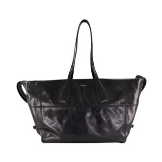 Balmain Track Shiny Leather Tote Bag - - Bags - Damen - Schwarzk - ONE SIZE