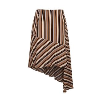 Trussardi Jupe midi asym&eacute;trique &agrave; rayures multicolores - Femme - Jupes - Brun - Taille: 38 FR