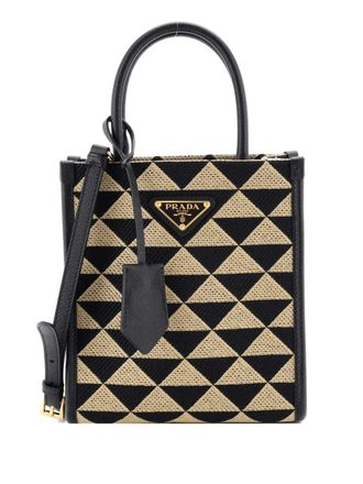 Prada mini sac &agrave; bandouli&egrave;re Symbole Shopper Tote en jacquard - Noir
