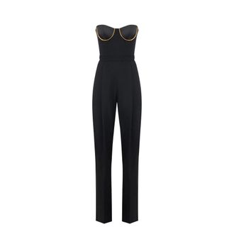 Elisabetta Franchi Gabardine-Jumpsuit - - Jumpsuits & Playsuits - Damen - Schwarzk - XS