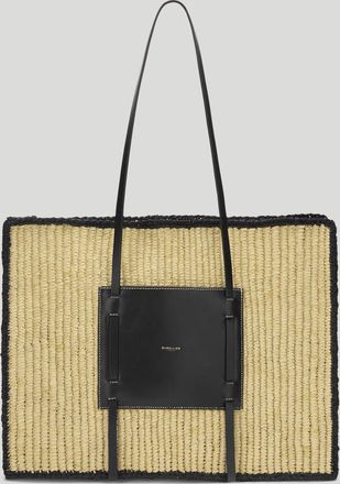 DeMellier Die Large Capri Nat&uuml;rliche Raffia & Schwarzes Glattleder DeMellier