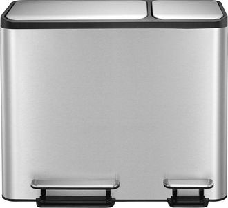 EKO Collecteur de d&eacute;chets &agrave; p&eacute;dale, capacit&eacute; 15 + 30 l, l x h