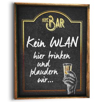 Reinders Wandbild, Kein WLAN, K&uuml;che, Bilder, Wanddeko, Room Decor, MDF, Schwarz, 50 x 40cm