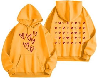 Generic Sweat &agrave; capuche imprim&eacute; tendance pour la Saint-Valentin 2026, jaune, XXL