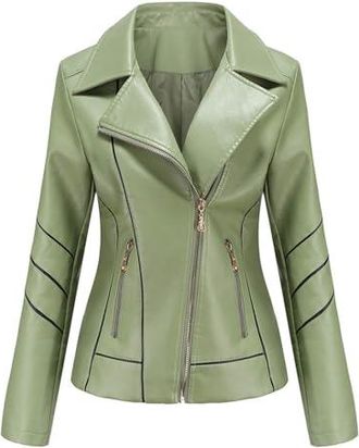 Generic Vestes pour femmes 2026 Slim Stand Up fermeture &eacute;clair coutures couleur unie veste, Vert, 3XL