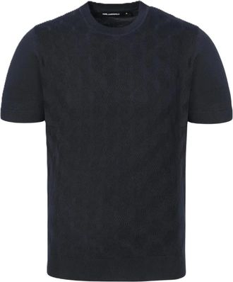 Karl Lagerfeld Homme, Pulls, Bleu, Taille: M Pull en coton avec motif en maille d&eacute;coratif