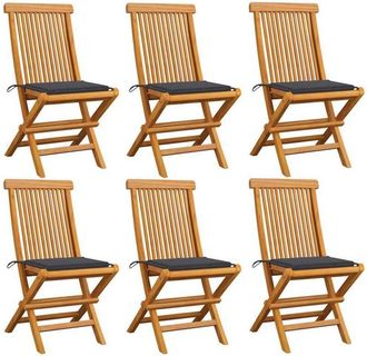 vidaXL Vidaxl - Chaises de jardin avec coussins anthracite 6 pcs Bois de teck