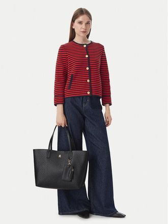 Tommy Hilfiger Handtasche Th Icon Tote Mono AW0AW19004 Schwarz