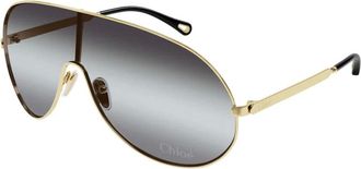 Chlo&eacute; Femme, Accessoires, Jaune, Taille: ONE Size Lunettes de soleil dor&eacute;es avec verres or/gris