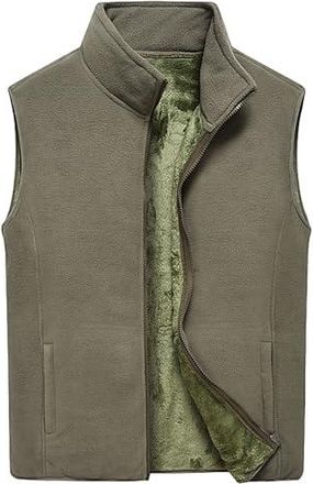 Generic Veste en polaire pour homme - Automne et hiver - Col rond - Style décontracté et confortable - Couleur unie - Cadeau de Noël, Vert, 5XL