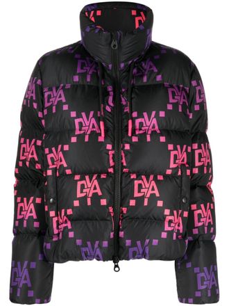 Duvetica Gef&uuml;tterte Jacke mit Monogrammmuster - Schwarz