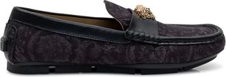 Versace Homme, Chaussures, Noir, Taille: 44 EU La Medusa Mocassins Driver en Toile Jacquard