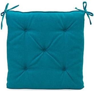 Gözze Sitzkissen mit Befestigungsbändern, Stuhlkissen, Gesteppt, Darco, 40 x 40 x 4 cm - Petrol