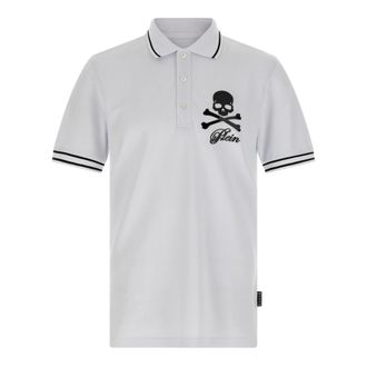 Philipp Plein Piquet Polo Shirt Skull & Bones - - Tops - Herren - Wei&szlig; - M