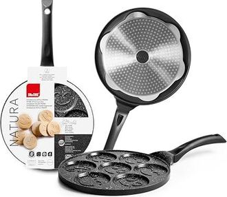 Ibili Cr&ecirc;pi&egrave;re pour 7 mini-cr&ecirc;pes Natura, 26 cm, Fonte daluminium, Antiadh&eacute;sif style pierre, Compatible avec linduction