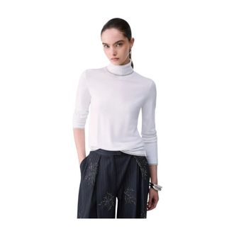 Liu Jo Dolcevita mit Lurex-Details - - Knitwear - Damen - Wei&szlig; - S