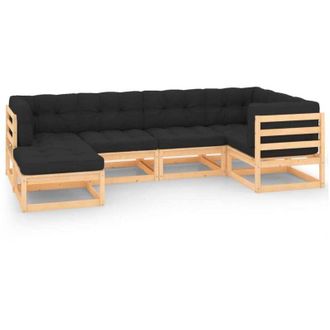 vidaXL 6-tlg. Garten-Lounge-Set mit Kissen Massivholz Kiefer - Vidaxl