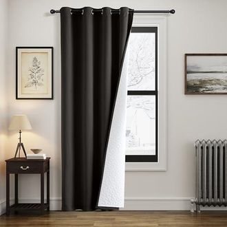 Miulee Rideau Thermique Isolant Anti Froid et Chaleur avec Doublure, Noir Rideau de Porte Isolant Thermique Lot de 1, Double Rideaux Occultant et Thermique E