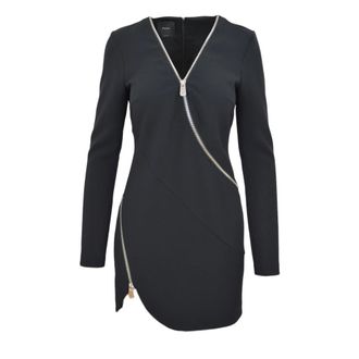 Pinko Crepe Stretch Kleid mit Metallrei&szlig;verschluss - - Dresses - Damen - Schwarzk - S