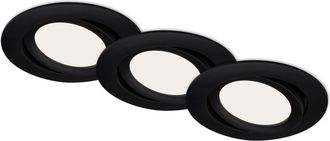 Briloner Leuchten - LED Einbauleuchten, Einbaulampen 3er Set Deckenlampen, LED-Modul schwenkbar, je 7 Watt, je 600 Lumen, 4.000 Kelvin, IP23, Schwarz-Matt, 106