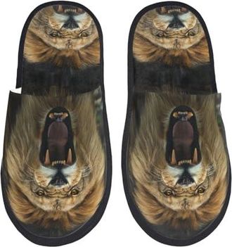 Generic Pantoufles Lion &Agrave; La Gueule Ouverte Animal Antid&eacute;rapant Pantoufles De Maison Unisexe Chaussons Pour Spa Invit&eacute; Automne M