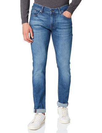 7 For All Mankind Herren Ronnie Stretch Tek Eco Falling Jeans, Mid Blue, 40W 30L EU