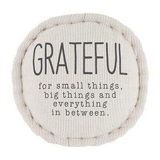 Mud Pie Grateful rundes Kissen, 11,4 x 45,7 cm Durchmesser, grau/weiß, 57 Stück