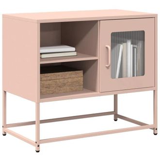 vidaXL Meuble tv rose 68x39x60,5 cm acier - Vidaxl