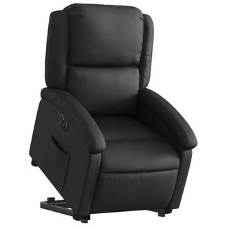 vidaXL Fauteuil Inclinable Électrique, Chaise de Relaxation avec Dossier et Repose-Pied Réglables, Siège de Salon Salle de Séjour, Moderne, Noir Cuir Véritab