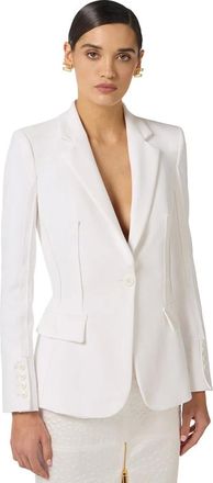 Elisabetta Franchi Femme, Vestes, Blanc, Taille: 40 FR Double Stretch Crepe Blazer