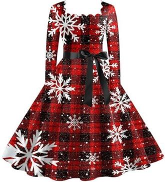 Generico Xiaojiu Robe Noël Femme Fille, Mère Noël Soirée Paillette Chic Et Élégante Automne Hiver Grande Taille 52 54 56 Sweat Fille 50 Ans (Rouge24, M)