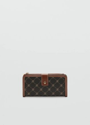 Mango Grand portefeuille imprim&eacute; logo marron - Femme - Taille unique - MANGO
