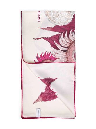 Ferragamo Womens Silk Scarf Girasoli Print Multicolour Scarfs