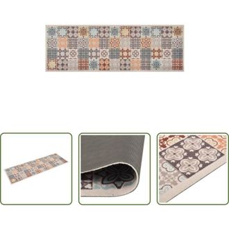 vidaXL Waschbarer Teppich - K&uuml;chenteppich Waschbar Mosaik Mehrfarbig 60x300 cm