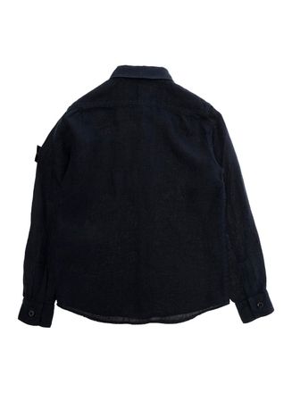 Stone Island Boys Long-Sleeved Linen Shirt Blue