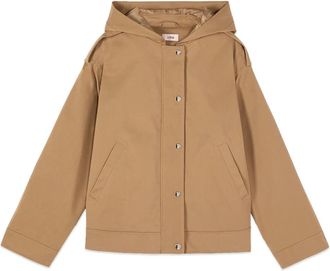 Oltre Femme, Vestes, Beige, Taille: 40 FR Parka courte &agrave; capuche
