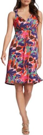 Morgan Femme Robe Courte en Maille Bretelles Larges col Effet Cache coeur 241-RADOV/MULTICO/34